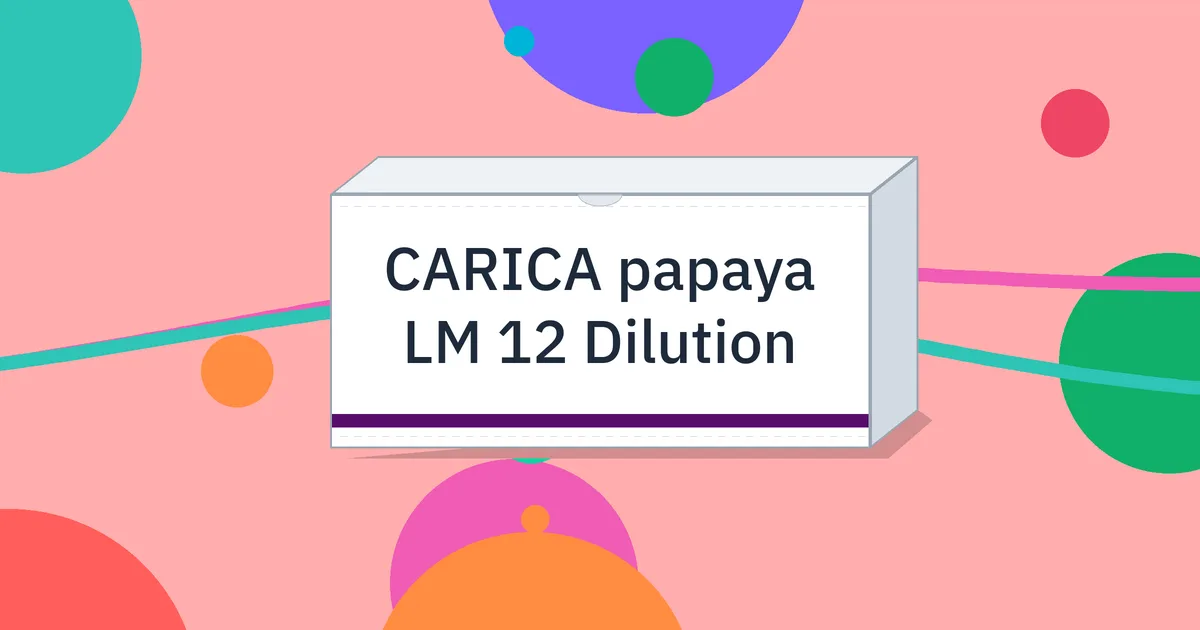 Symbolbild: Packung mit der Aufschrift CARICA papaya LM 12 Dilution (PZN 13430564) – Verfügbarkeit und Bezug in Apotheken in Frankfurt am Main