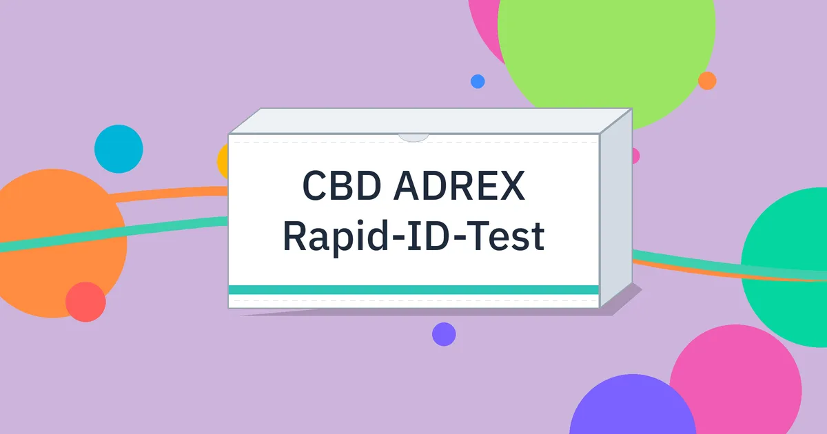 Symbolbild: Packung mit der Aufschrift CBD ADREX Rapid-ID-Test (PZN 17635949) – Verfügbarkeit und Bezug in Apotheken in Frankfurt am Main