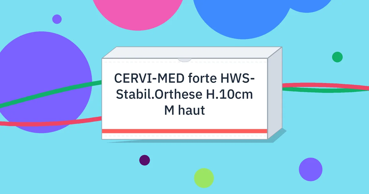 Symbolbild: Packung mit der Aufschrift CERVI-MED forte HWS-Stabil.Orthese H.10cm M haut (PZN 20309780) – Verfügbarkeit und Bezug in Apotheken in Frankfurt am Main