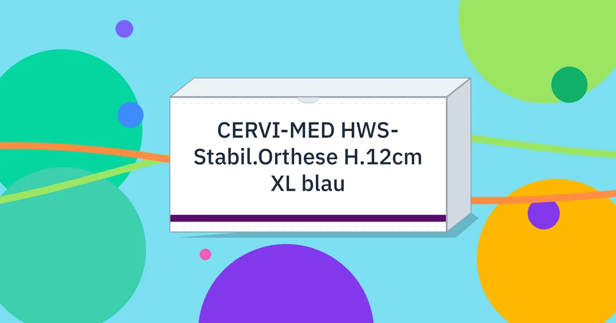 Symbolbild: Packung mit der Aufschrift CERVI-MED HWS-Stabil.Orthese H.12cm XL blau (PZN 20304736) – Verfügbarkeit und Bezug in Apotheken in Frankfurt am Main