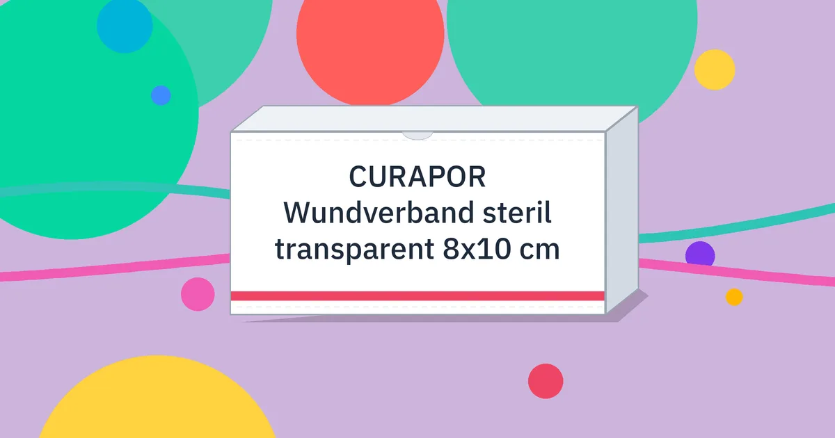 Symbolbild: Packung mit der Aufschrift CURAPOR Wundverband steril transparent 8x10 cm (PZN 12586086) – Verfügbarkeit und Bezug in Apotheken in Frankfurt am Main