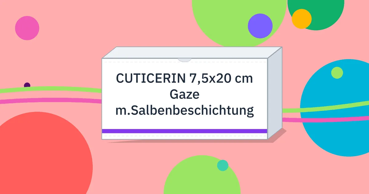 Symbolbild: Packung mit der Aufschrift CUTICERIN 7,5x20 cm Gaze m.Salbenbeschichtung (PZN 00359356) – Verfügbarkeit und Bezug in Apotheken in Frankfurt am Main