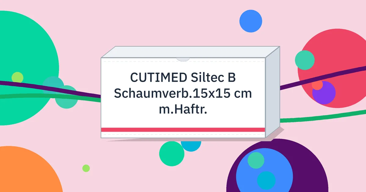 Symbolbild: Packung mit der Aufschrift CUTIMED Siltec B Schaumverb.15x15 cm m.Haftr. (PZN 17563351) – Verfügbarkeit und Bezug in Apotheken in Frankfurt am Main
