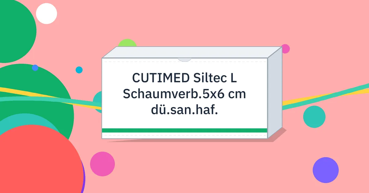 Symbolbild: Packung mit der Aufschrift CUTIMED Siltec L Schaumverb.5x6 cm dü.san.haf. (PZN 12655143) – Verfügbarkeit und Bezug in Apotheken in Frankfurt am Main