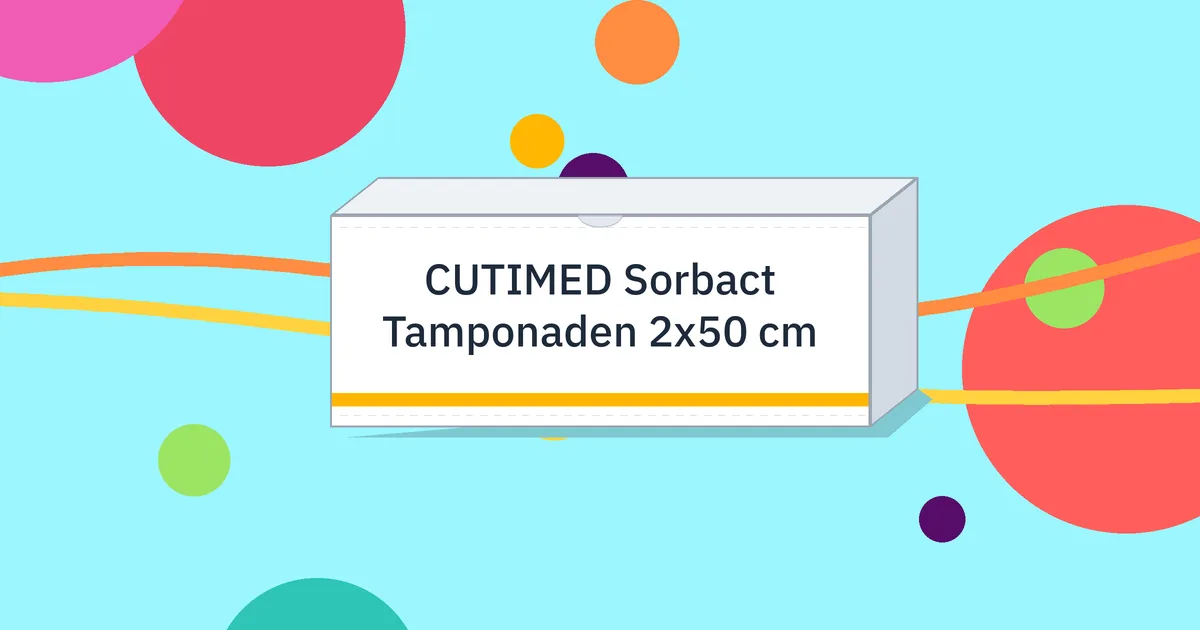 Symbolbild: Packung mit der Aufschrift CUTIMED Sorbact Tamponaden 2x50 cm (PZN 16595863) – Verfügbarkeit und Bezug in Apotheken in Frankfurt am Main