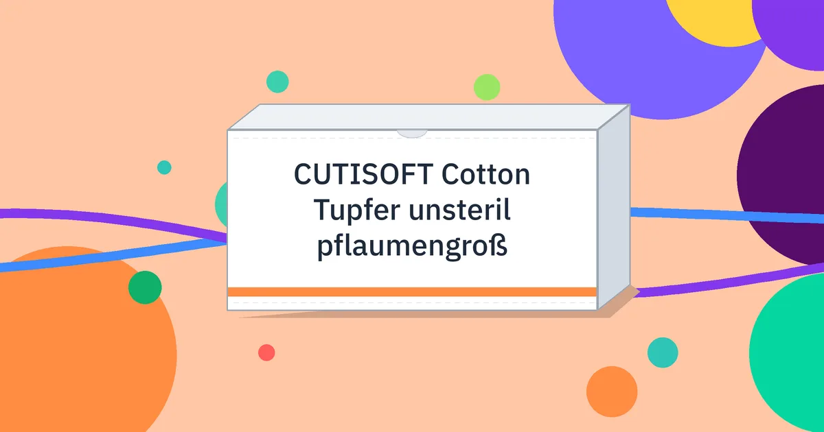 Symbolbild: Packung mit der Aufschrift CUTISOFT Cotton Tupfer unsteril pflaumengroß (PZN 03899018) – Verfügbarkeit und Bezug in Apotheken in Frankfurt am Main