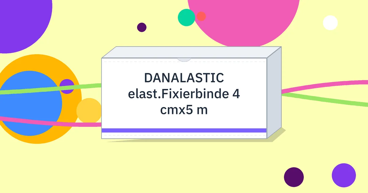 Symbolbild: Packung mit der Aufschrift DANALASTIC elast.Fixierbinde 4 cmx5 m (PZN 20810681) – Verfügbarkeit und Bezug in Apotheken in Frankfurt am Main
