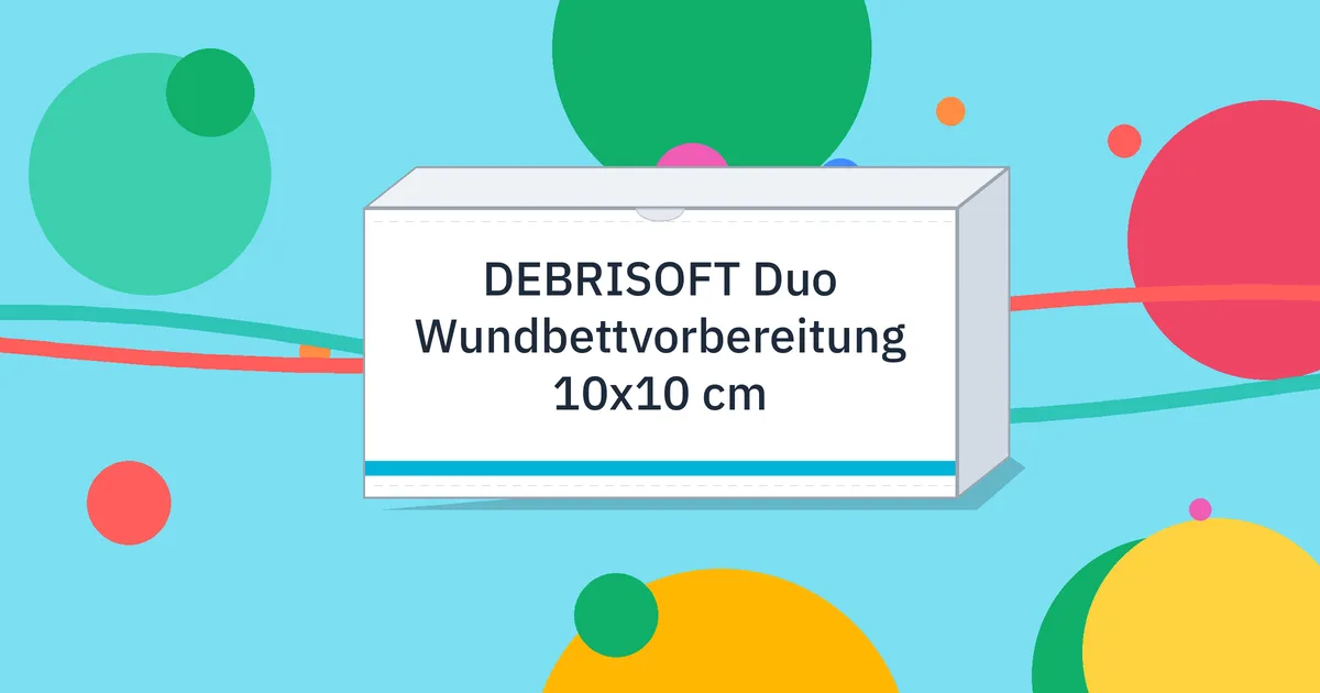 Symbolbild: Packung mit der Aufschrift DEBRISOFT Duo Wundbettvorbereitung 10x10 cm (PZN 20167788) – Verfügbarkeit und Bezug in Apotheken in Frankfurt am Main