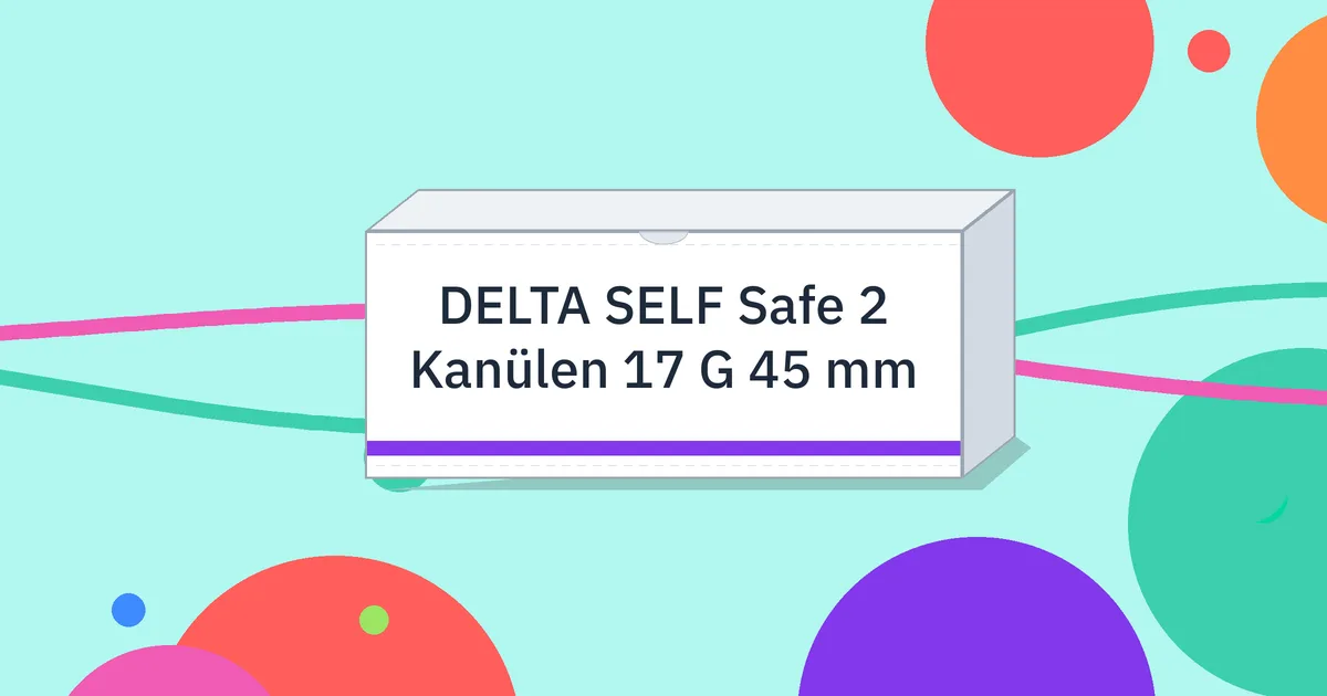 Symbolbild: Packung mit der Aufschrift DELTA SELF Safe 2 Kanülen 17 G 45 mm (PZN 07766449) – Verfügbarkeit und Bezug in Apotheken in Frankfurt am Main
