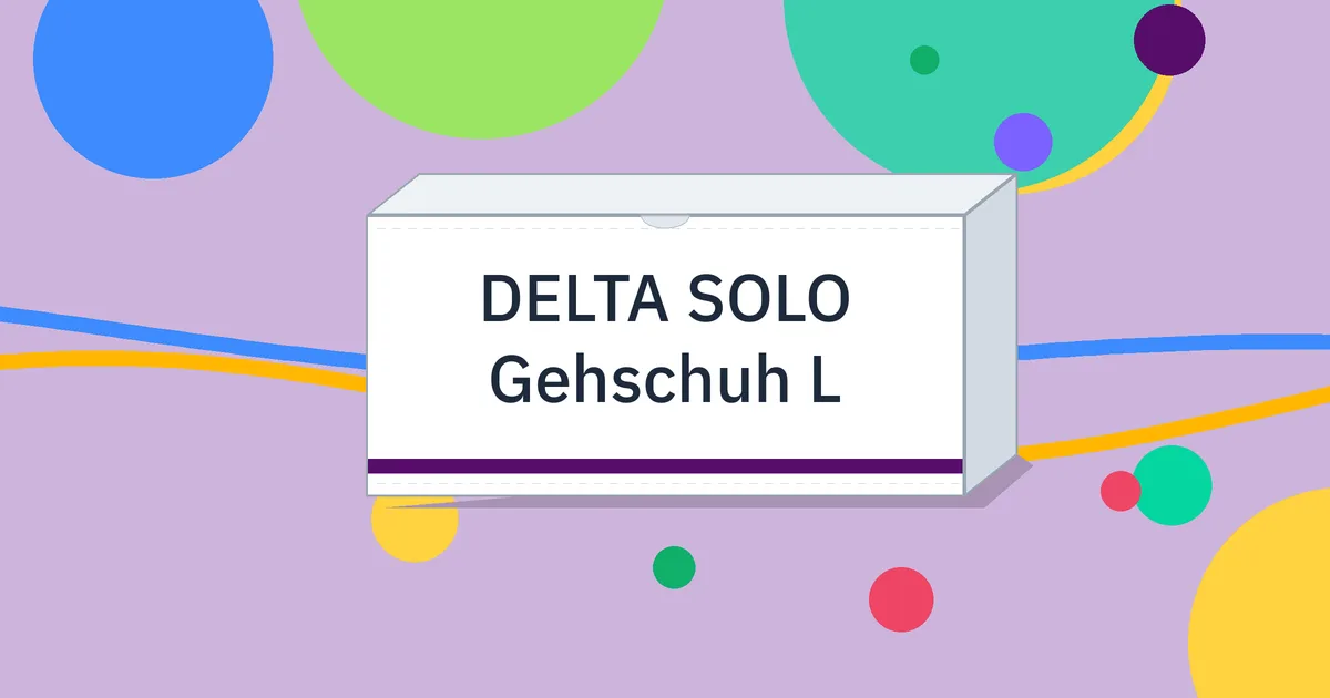Symbolbild: Packung mit der Aufschrift DELTA SOLO Gehschuh L (PZN 04380270) – Verfügbarkeit und Bezug in Apotheken in Frankfurt am Main