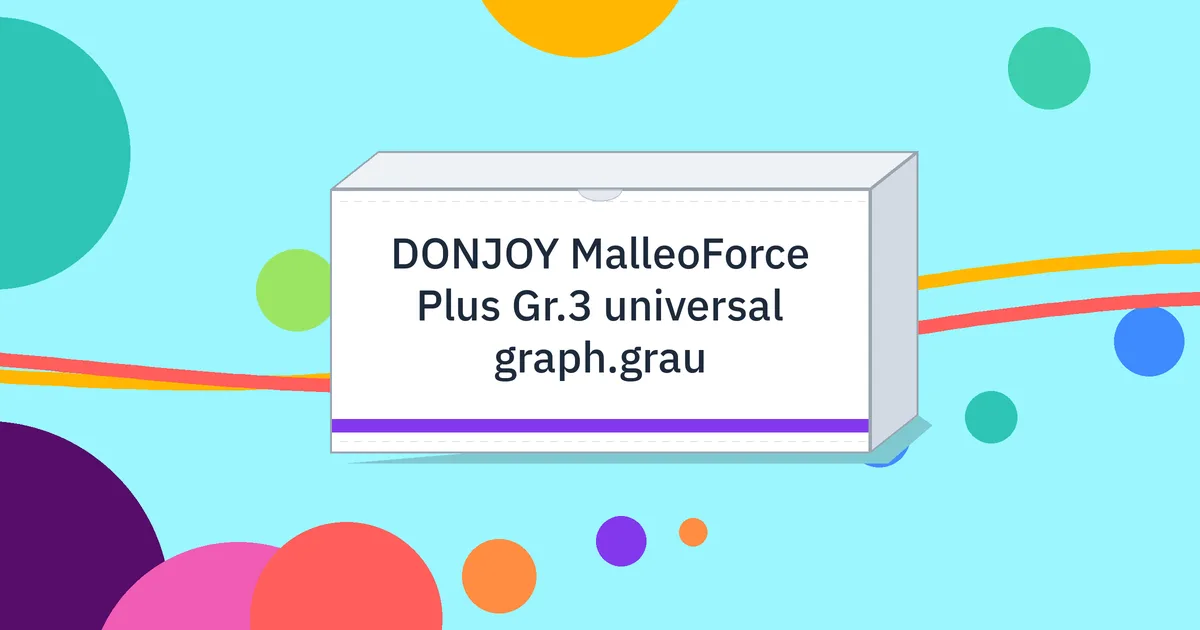 Symbolbild: Packung mit der Aufschrift DONJOY MalleoForce Plus Gr.3 universal graph.grau (PZN 18668566) – Verfügbarkeit und Bezug in Apotheken in Frankfurt am Main