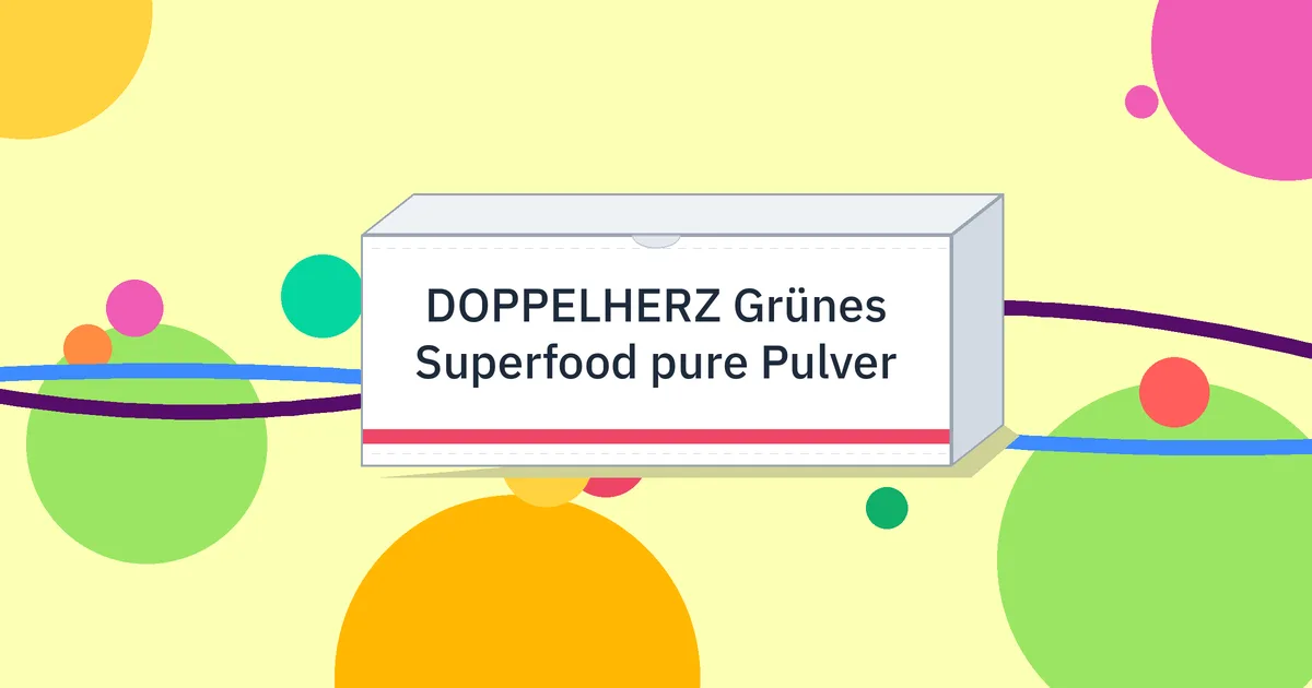 Symbolbild: Packung mit der Aufschrift DOPPELHERZ Grünes Superfood pure Pulver (PZN 18839950) – Verfügbarkeit und Bezug in Apotheken in Frankfurt am Main