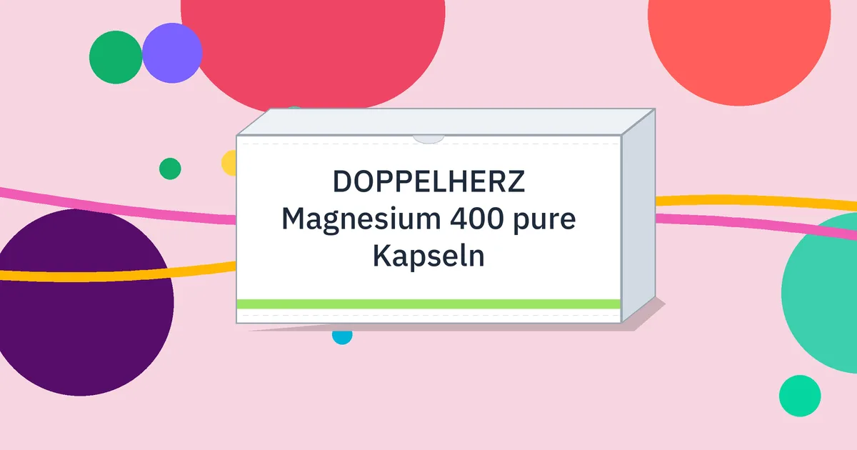 Symbolbild: Packung mit der Aufschrift DOPPELHERZ Magnesium 400 pure Kapseln (PZN 16397560) – Verfügbarkeit und Bezug in Apotheken in Frankfurt am Main