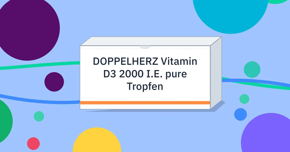 Symbolbild: Packung mit der Aufschrift DOPPELHERZ Vitamin D3 2000 I.E. pure Tropfen (PZN 16753262) – Verfügbarkeit und Bezug in Apotheken in Frankfurt am Main