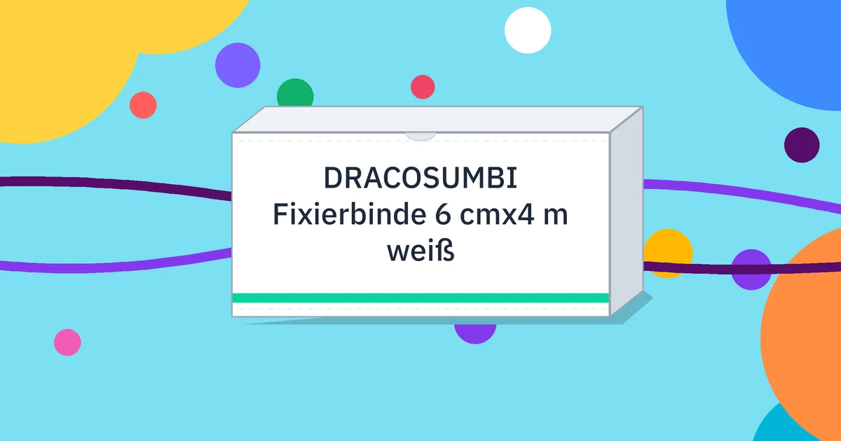Symbolbild: Packung mit der Aufschrift DRACOSUMBI Fixierbinde 6 cmx4 m weiß (PZN 01661548) – Verfügbarkeit und Bezug in Apotheken in Frankfurt am Main