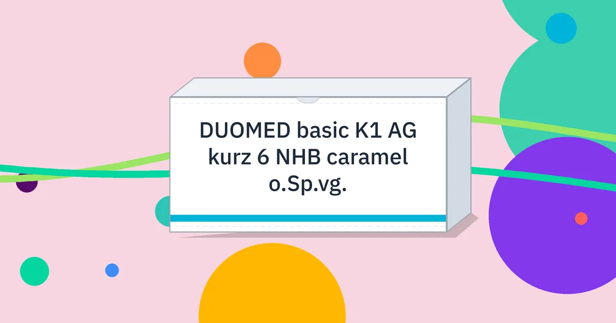 Symbolbild: Packung mit der Aufschrift DUOMED basic K1 AG kurz 6 NHB caramel o.Sp.vg. (PZN 20904614) – Verfügbarkeit und Bezug in Apotheken in Frankfurt am Main