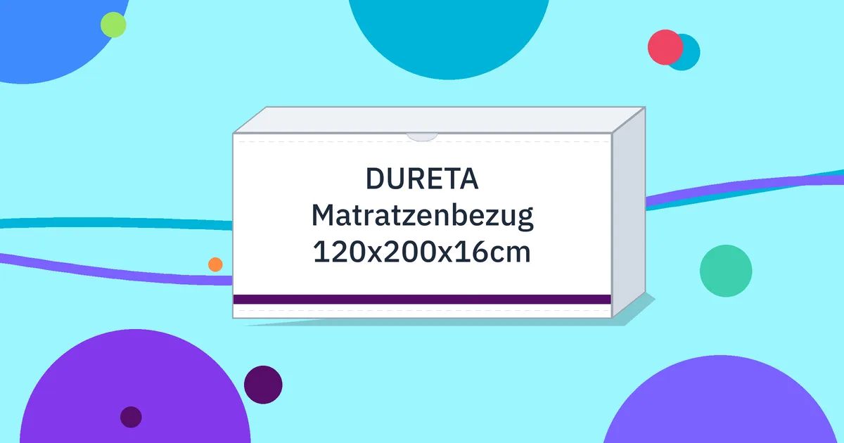 Symbolbild: Packung mit der Aufschrift DURETA Matratzenbezug 120x200x16cm (PZN 01855672) – Verfügbarkeit und Bezug in Apotheken in Frankfurt am Main
