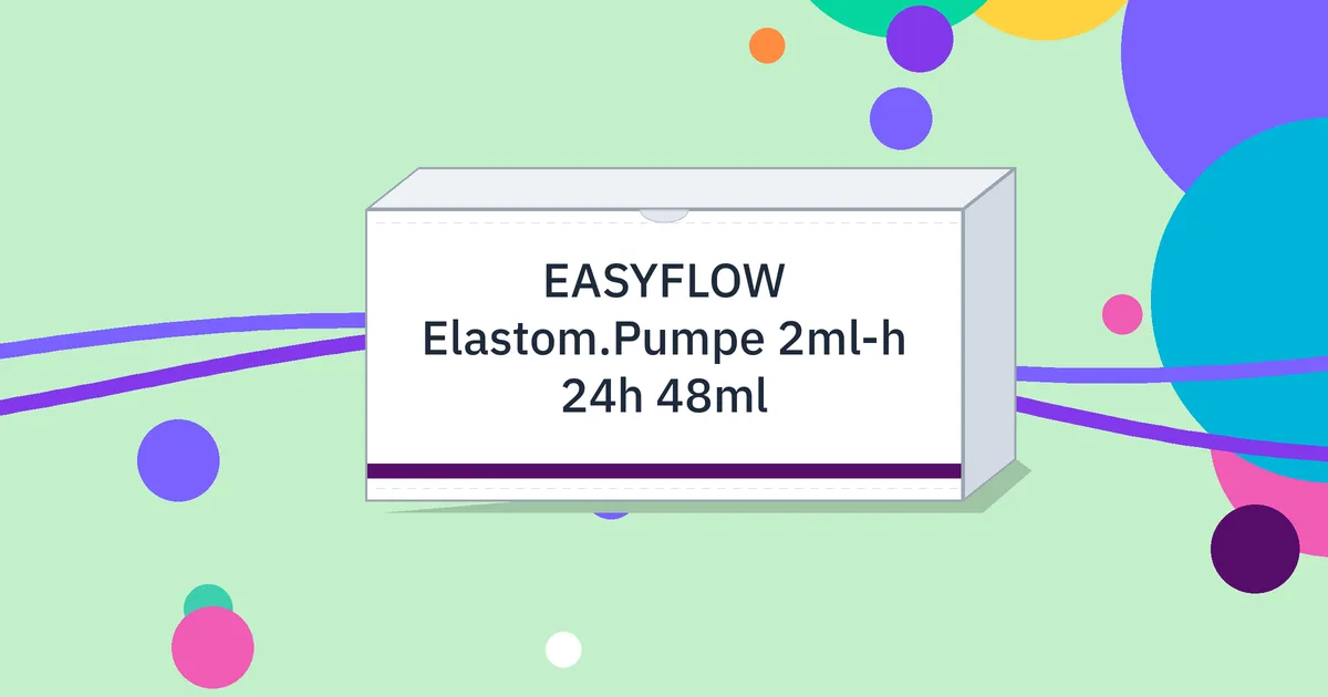 Symbolbild: Packung mit der Aufschrift EASYFLOW Elastom.Pumpe 2ml-h 24h 48ml (PZN 19788924) – Verfügbarkeit und Bezug in Apotheken in Frankfurt am Main