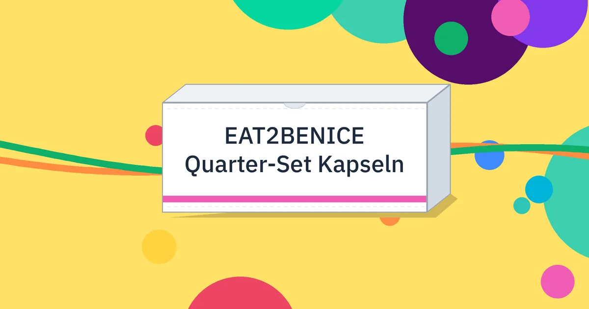 Symbolbild: Packung mit der Aufschrift EAT2BENICE Quarter-Set Kapseln (PZN 17930111) – Verfügbarkeit und Bezug in Apotheken in Frankfurt am Main