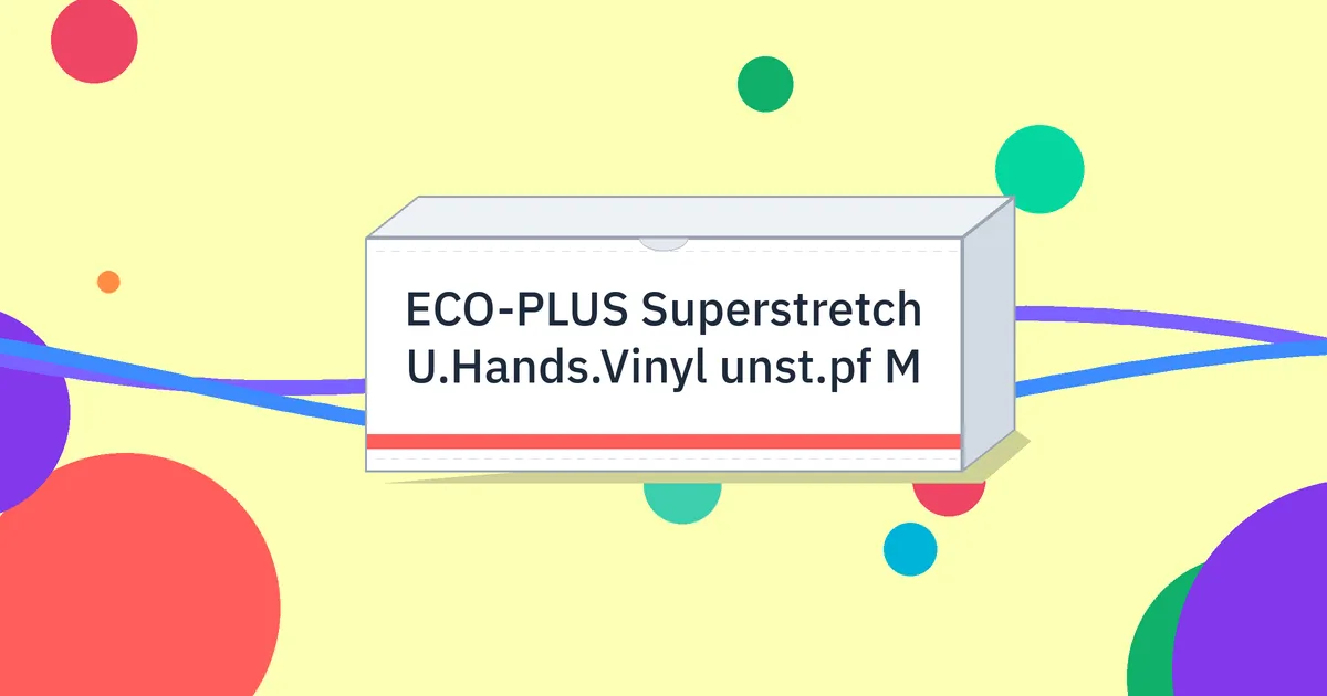 Symbolbild: Packung mit der Aufschrift ECO-PLUS Superstretch U.Hands.Vinyl unst.pf M (PZN 15417898) – Verfügbarkeit und Bezug in Apotheken in Frankfurt am Main