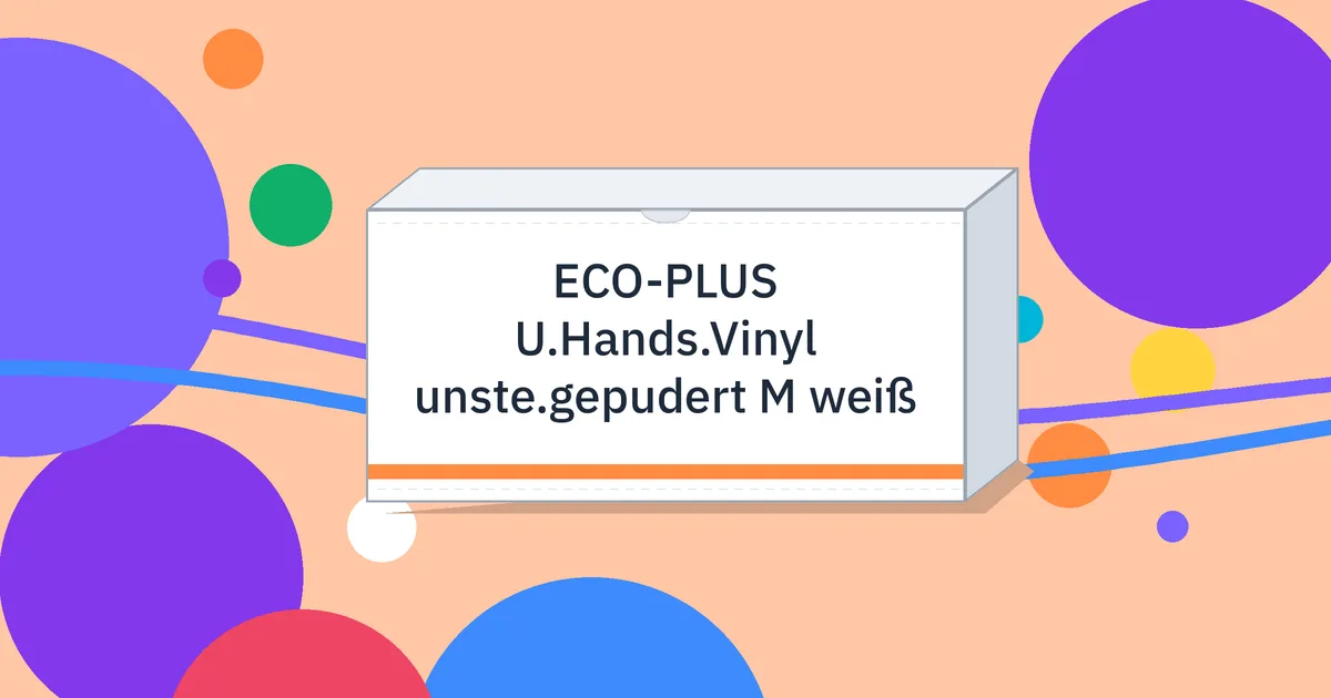 Symbolbild: Packung mit der Aufschrift ECO-PLUS U.Hands.Vinyl unste.gepudert M weiß (PZN 13511481) – Verfügbarkeit und Bezug in Apotheken in Frankfurt am Main