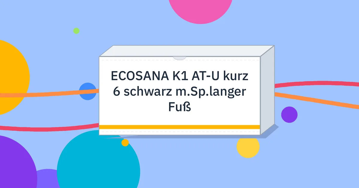 Symbolbild: Packung mit der Aufschrift ECOSANA K1 AT-U kurz 6 schwarz m.Sp.langer Fuß (PZN 04734845) – Verfügbarkeit und Bezug in Apotheken in Frankfurt am Main