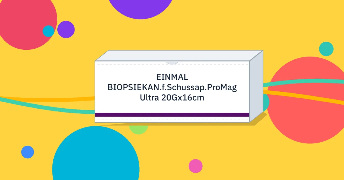Symbolbild: Packung mit der Aufschrift EINMAL BIOPSIEKAN.f.Schussap.ProMag Ultra 20Gx16cm (PZN 00282808) – Verfügbarkeit und Bezug in Apotheken in Frankfurt am Main