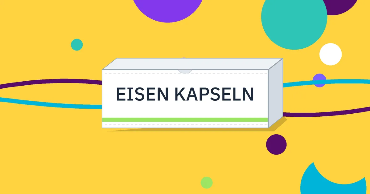 Symbolbild: Packung mit der Aufschrift EISEN KAPSELN (PZN 11101230) – Verfügbarkeit und Bezug in Apotheken in Frankfurt am Main