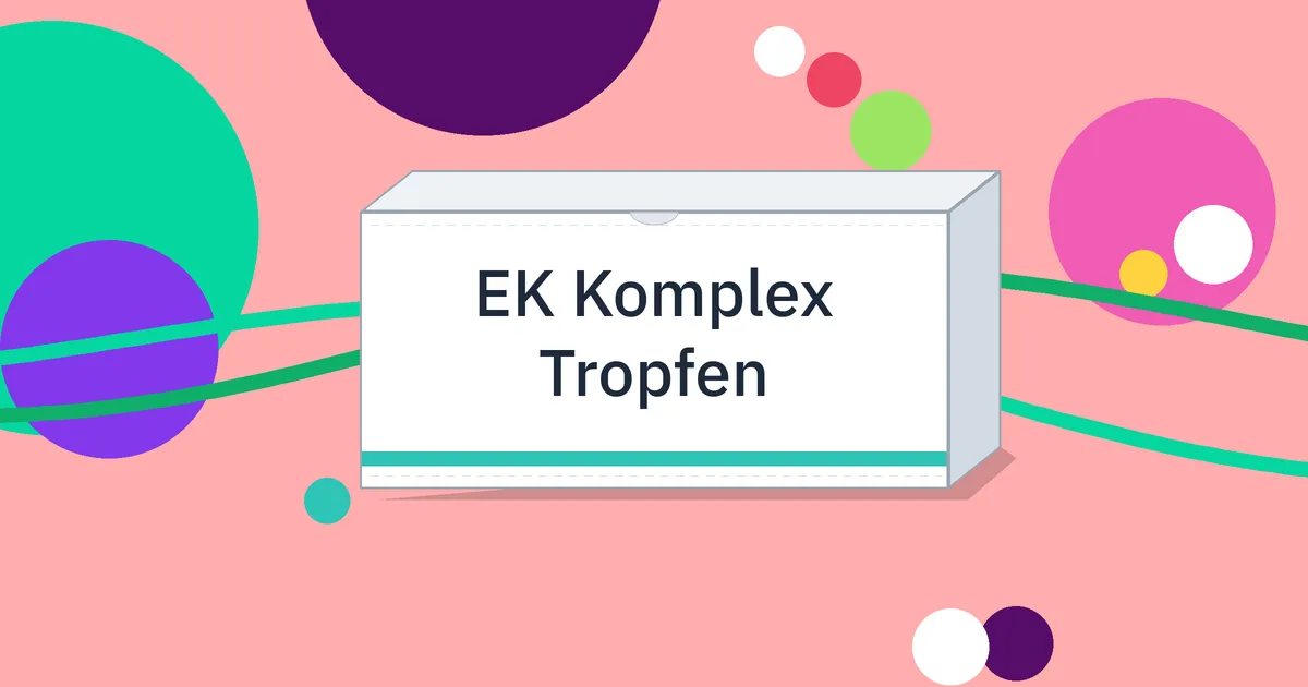 Symbolbild: Packung mit der Aufschrift EK Komplex Tropfen (PZN 03850779) – Verfügbarkeit und Bezug in Apotheken in Frankfurt am Main