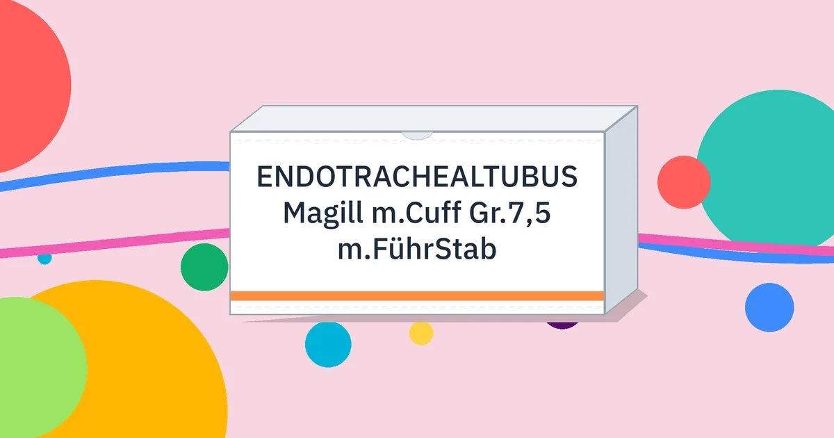 Symbolbild: Packung mit der Aufschrift ENDOTRACHEALTUBUS Magill m.Cuff Gr.7,5 m.FührStab (PZN 10047379) – Verfügbarkeit und Bezug in Apotheken in Frankfurt am Main