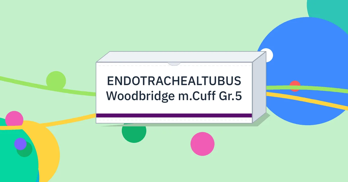 Symbolbild: Packung mit der Aufschrift ENDOTRACHEALTUBUS Woodbridge m.Cuff Gr.5 (PZN 04874546) – Verfügbarkeit und Bezug in Apotheken in Frankfurt am Main