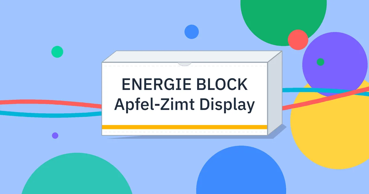 Symbolbild: Packung mit der Aufschrift ENERGIE BLOCK Apfel-Zimt Display (PZN 19688447) – Verfügbarkeit und Bezug in Apotheken in Frankfurt am Main