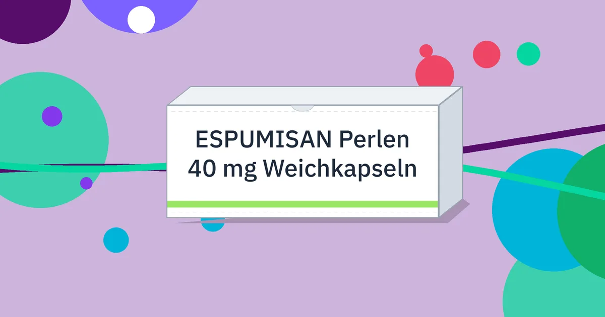 Symbolbild: Packung mit der Aufschrift ESPUMISAN Perlen 40 mg Weichkapseln (PZN 01320445) – Verfügbarkeit und Bezug in Apotheken in Frankfurt am Main