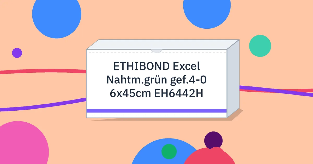 Symbolbild: Packung mit der Aufschrift ETHIBOND Excel Nahtm.grün gef.4-0 6x45cm EH6442H (PZN 19760475) – Verfügbarkeit und Bezug in Apotheken in Frankfurt am Main