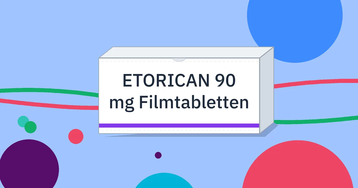 Symbolbild: Packung mit der Aufschrift ETORICAN 90 mg Filmtabletten (PZN 12652475) – Verfügbarkeit und Bezug in Apotheken in Frankfurt am Main