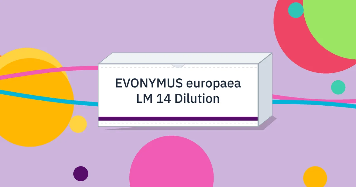 Symbolbild: Packung mit der Aufschrift EVONYMUS europaea LM 14 Dilution (PZN 13484666) – Verfügbarkeit und Bezug in Apotheken in Frankfurt am Main