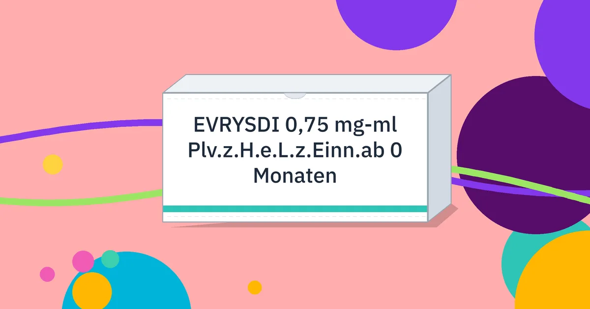 Symbolbild: Packung mit der Aufschrift EVRYSDI 0,75 mg-ml Plv.z.H.e.L.z.Einn.ab 0 Monaten (PZN 18360880) – Verfügbarkeit und Bezug in Apotheken in Frankfurt am Main