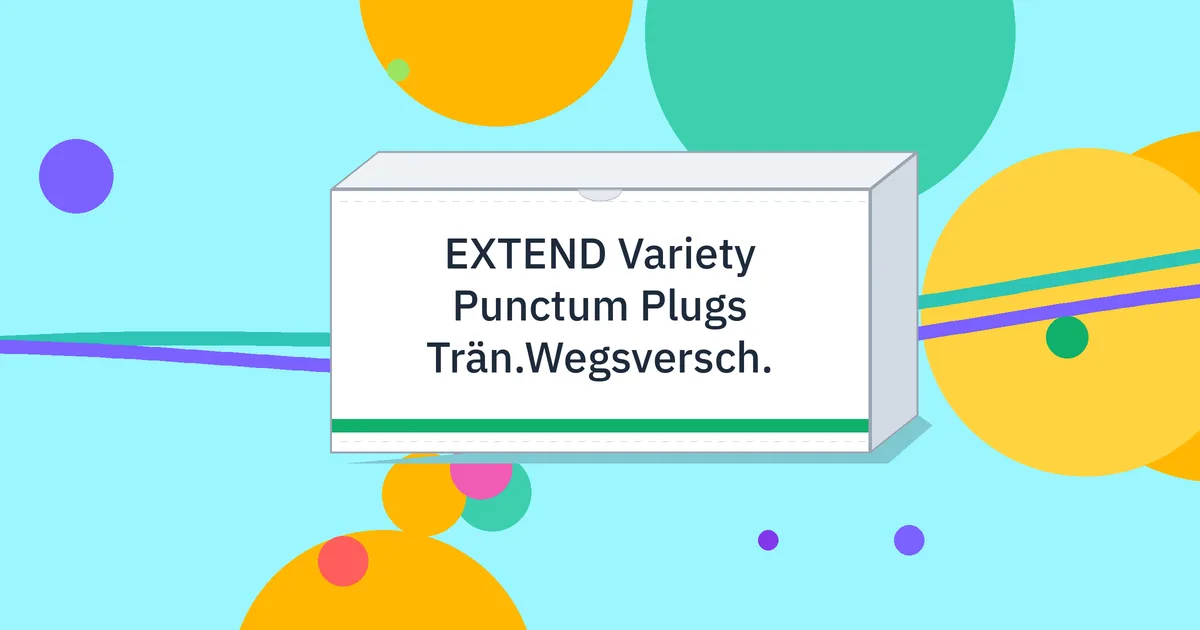 Symbolbild: Packung mit der Aufschrift EXTEND Variety Punctum Plugs Trän.Wegsversch. (PZN 05354085) – Verfügbarkeit und Bezug in Apotheken in Frankfurt am Main