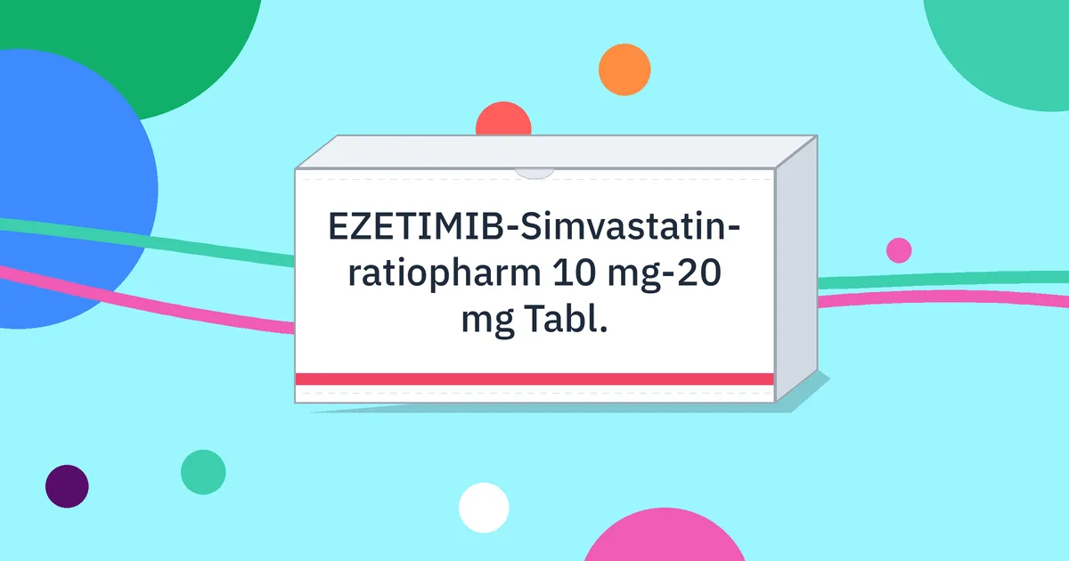 Symbolbild: Packung mit der Aufschrift EZETIMIB-Simvastatin-ratiopharm 10 mg-20 mg Tabl. (PZN 13858813) – Verfügbarkeit und Bezug in Apotheken in Frankfurt am Main