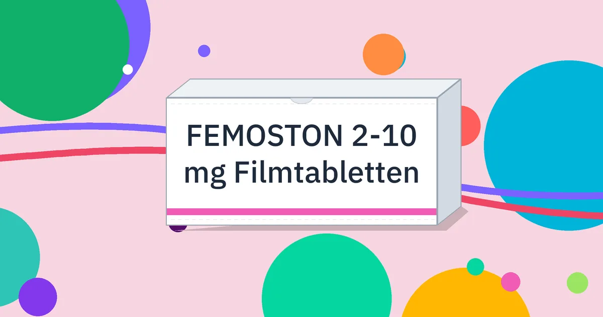 Symbolbild: Packung mit der Aufschrift FEMOSTON 2-10 mg Filmtabletten (PZN 06474704) – Verfügbarkeit und Bezug in Apotheken in Frankfurt am Main