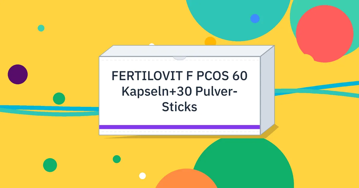 Symbolbild: Packung mit der Aufschrift FERTILOVIT F PCOS 60 Kapseln+30 Pulver-Sticks (PZN 11726734) – Verfügbarkeit und Bezug in Apotheken in Frankfurt am Main