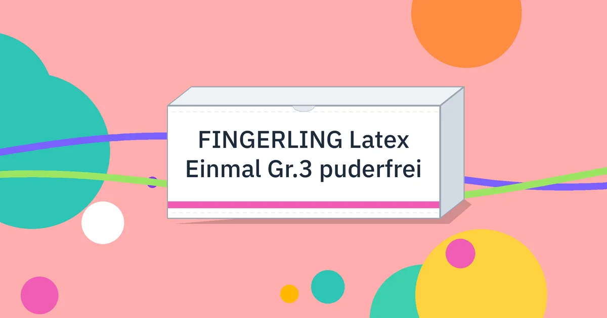 Symbolbild: Packung mit der Aufschrift FINGERLING Latex Einmal Gr.3 puderfrei (PZN 07305458) – Verfügbarkeit und Bezug in Apotheken in Frankfurt am Main
