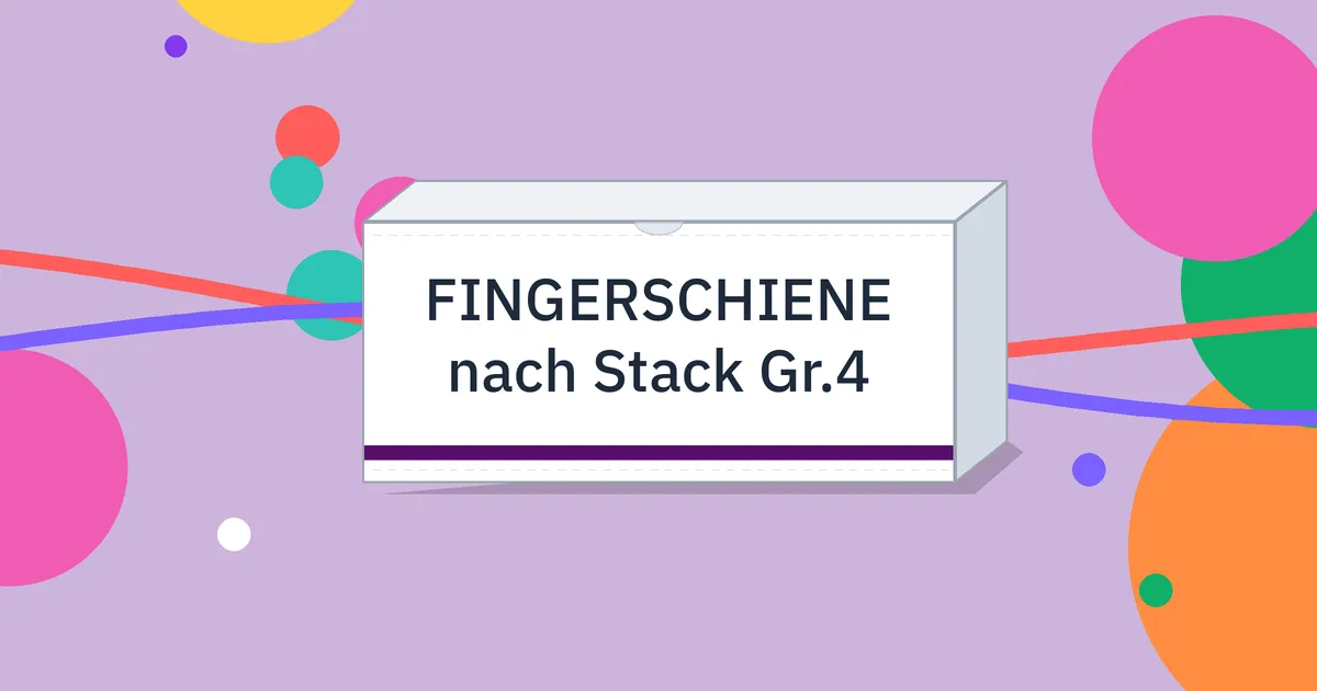 Symbolbild: Packung mit der Aufschrift FINGERSCHIENE nach Stack Gr.4 (PZN 00895178) – Verfügbarkeit und Bezug in Apotheken in Frankfurt am Main