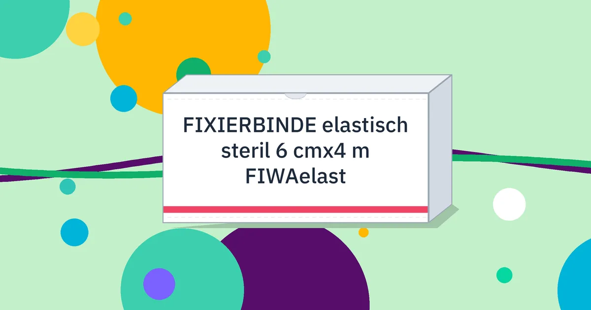 Symbolbild: Packung mit der Aufschrift FIXIERBINDE elastisch steril 6 cmx4 m FIWAelast (PZN 11860208) – Verfügbarkeit und Bezug in Apotheken in Frankfurt am Main