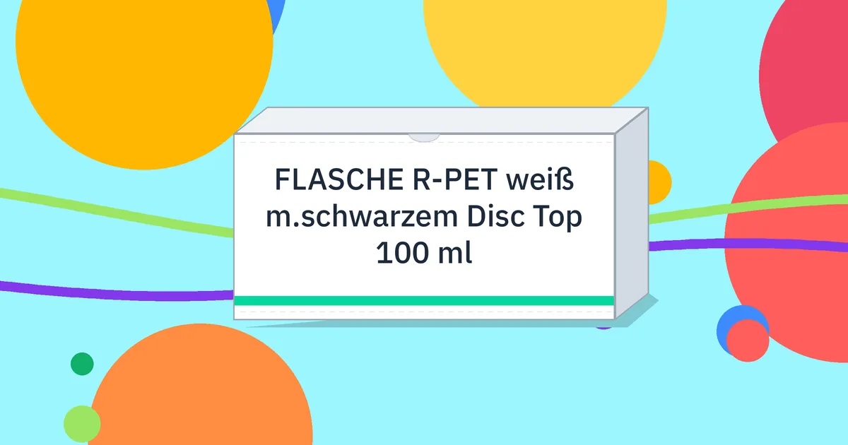 Symbolbild: Packung mit der Aufschrift FLASCHE R-PET weiß m.schwarzem Disc Top 100 ml (PZN 16681338) – Verfügbarkeit und Bezug in Apotheken in Frankfurt am Main