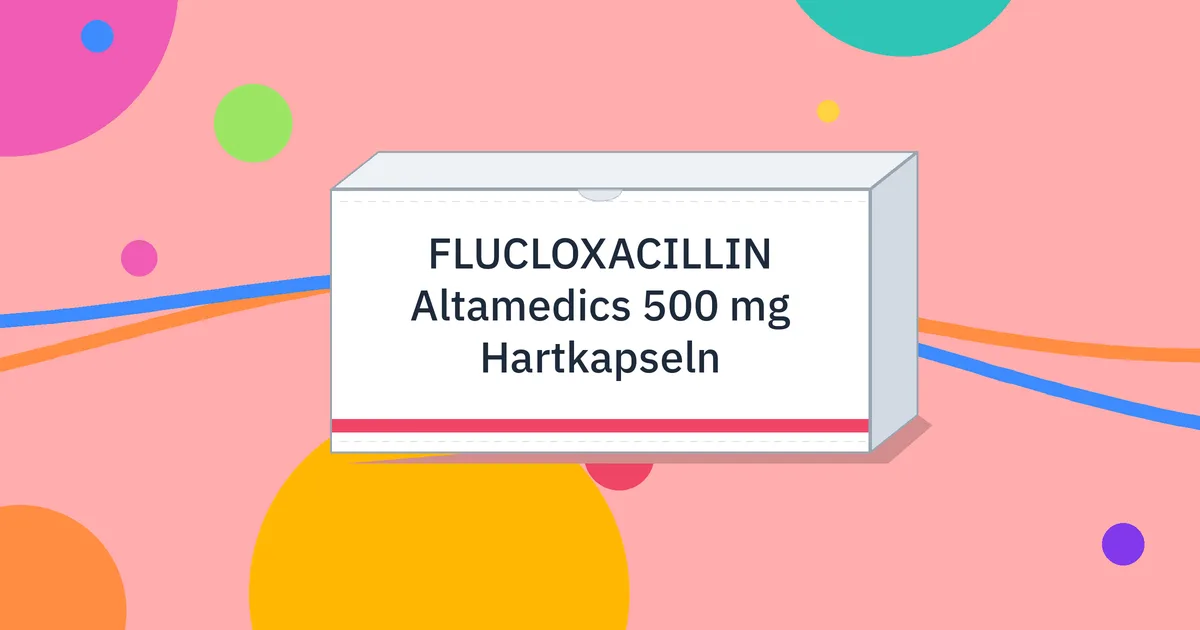 Symbolbild: Packung mit der Aufschrift FLUCLOXACILLIN Altamedics 500 mg Hartkapseln (PZN 15270633) – Verfügbarkeit und Bezug in Apotheken in Frankfurt am Main