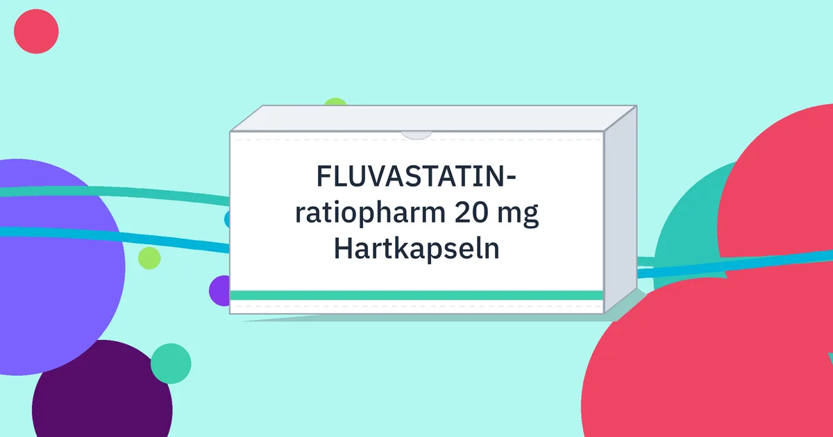 Symbolbild: Packung mit der Aufschrift FLUVASTATIN-ratiopharm 20 mg Hartkapseln (PZN 06784758) – Verfügbarkeit und Bezug in Apotheken in Frankfurt am Main