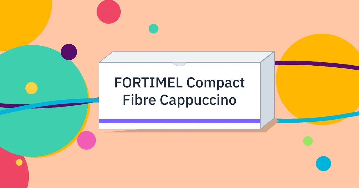 Symbolbild: Packung mit der Aufschrift FORTIMEL Compact Fibre Cappuccino (PZN 19964686) – Verfügbarkeit und Bezug in Apotheken in Frankfurt am Main