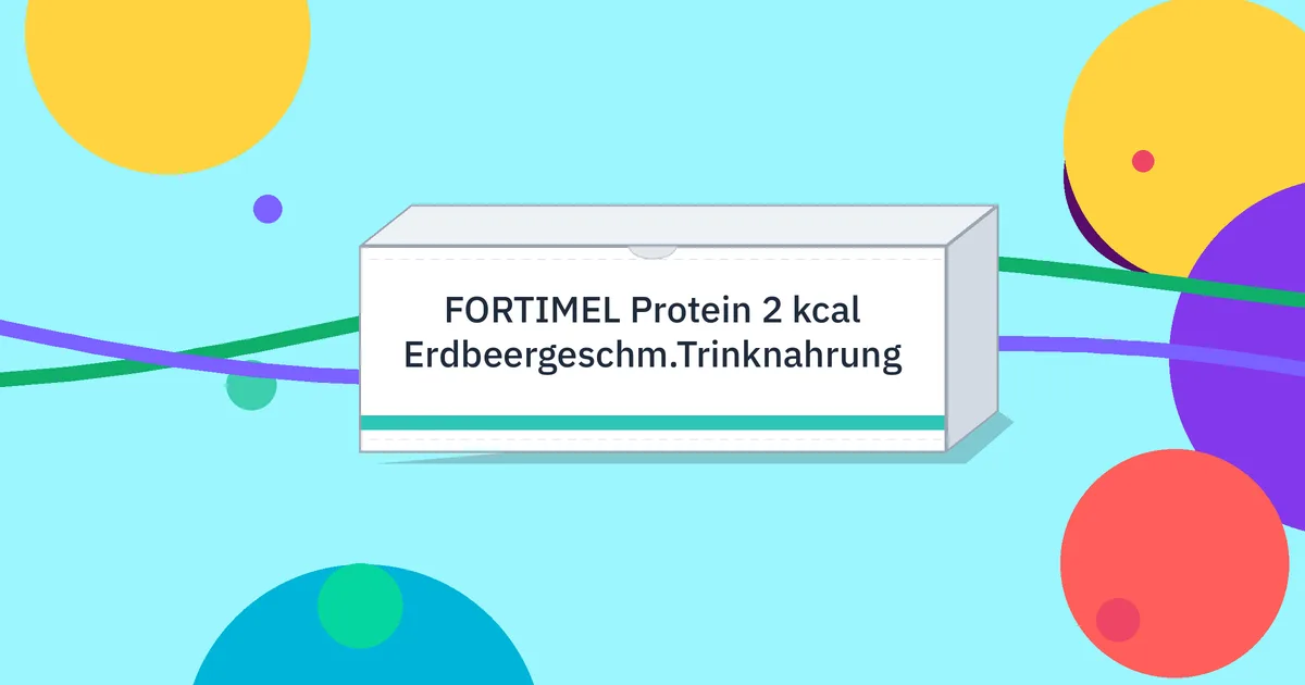 Symbolbild: Packung mit der Aufschrift FORTIMEL Protein 2 kcal Erdbeergeschm.Trinknahrung (PZN 19095701) – Verfügbarkeit und Bezug in Apotheken in Frankfurt am Main