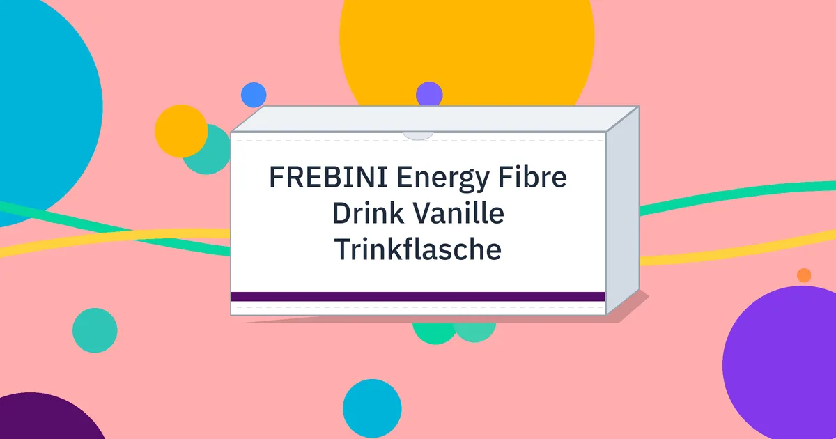 Symbolbild: Packung mit der Aufschrift FREBINI Energy Fibre Drink Vanille Trinkflasche (PZN 17902770) – Verfügbarkeit und Bezug in Apotheken in Frankfurt am Main